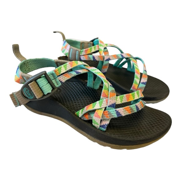 Chaco | Shoes | Chaco Kids Green Orange Strappy Outdoor Adjustable Sandals 3 | Poshmark